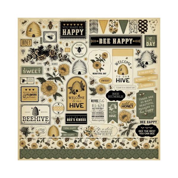 Busy Bee Vintage Cardstock Stickers - 12" x 12" – DG Journals